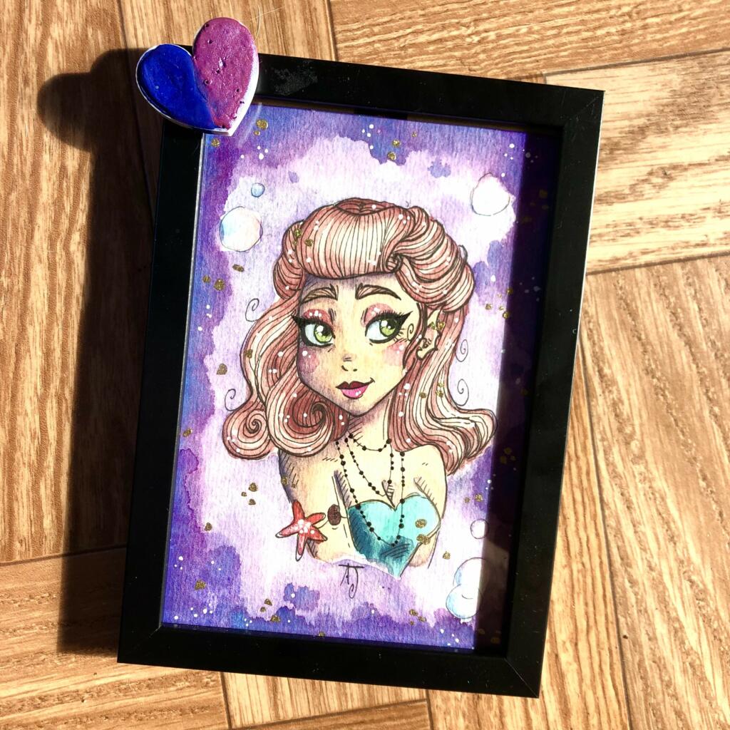 Illustration originale sirène pinup • Amandine Jung - Illustratrice